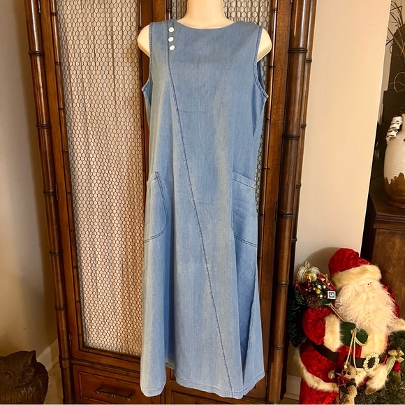 Miss Look | Dresses | Miss Look Denim Jumper Maxi Dress | Poshmark